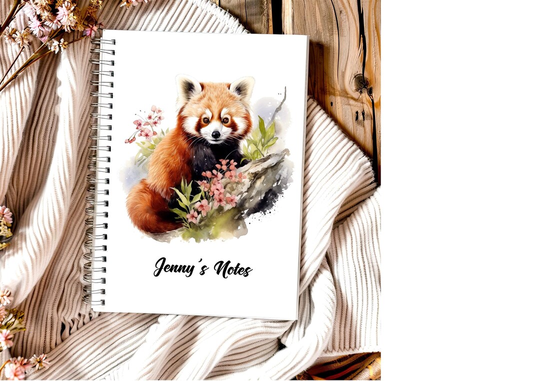 Personalised Red Panda Notebook, Red Panda Lovers Gift, A5 Notebook ...