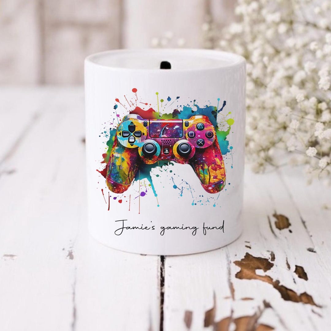 Personalised Gaming Money Box, Gamer Gift for Boys, Custom Controller ...