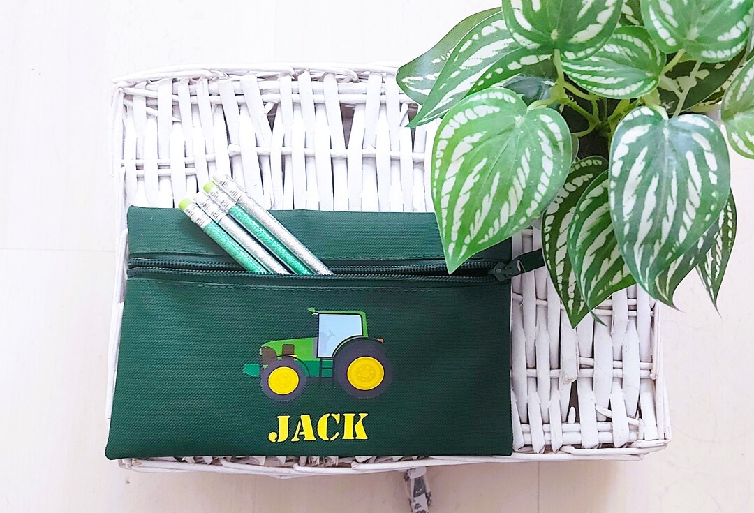 Personalised Tractor Pencil Case, Child's Pencil Case, Green Tractor ...
