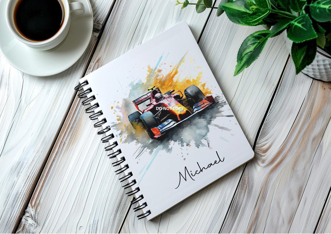 Personalised F1 Notebook, Formula 1 Gifts, Racing Car Notebook, Race ...
