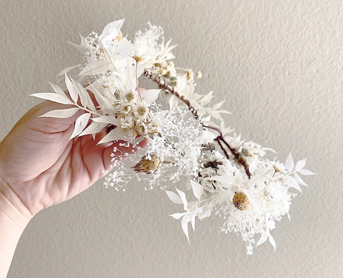 Organic White Floral Crown - Etsy