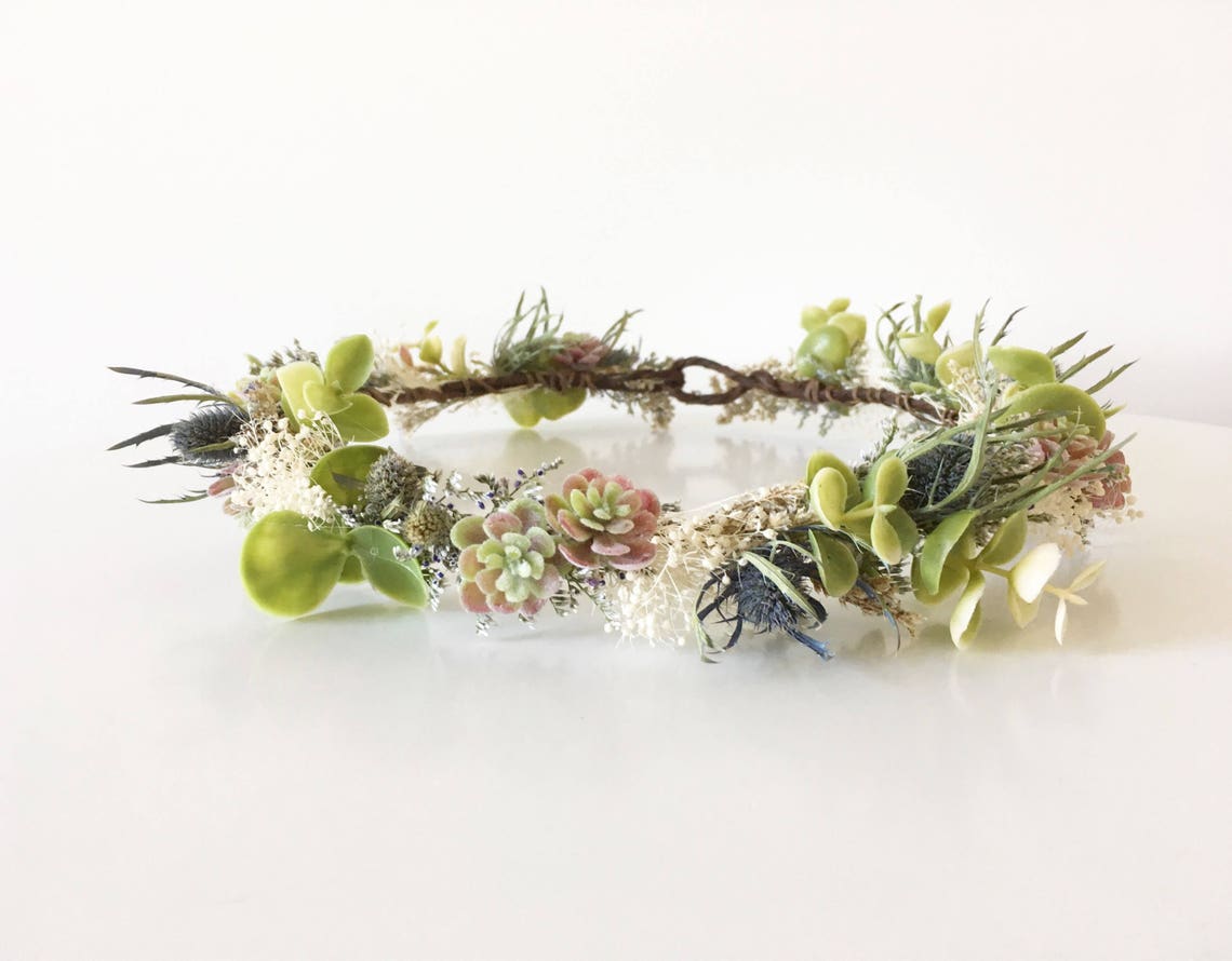 Flower Crown Succulent Crown Thistle Crown Boho Crown - Etsy