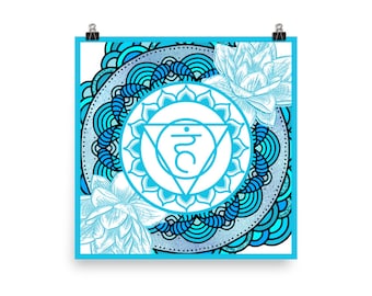 Throat Chakra Blue Chakra Unique Mandala Dot Art 10 Wood Square Art ...