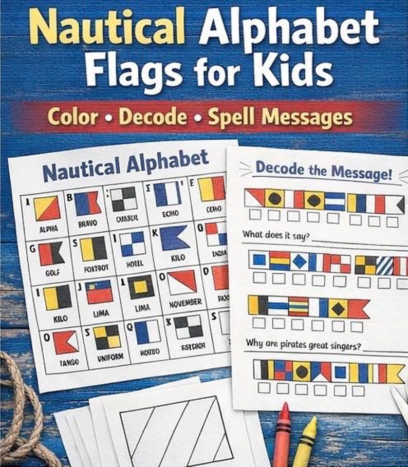 Nautical Alphabet Flags Printable for Kids Learning PDF - Etsy Canada