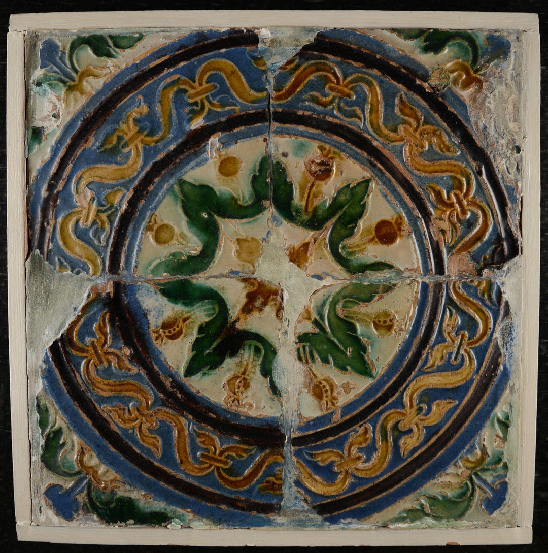 4 Arista Tiles Seville Spain Hispano-moresque 16th Century Azulejo 1525 ...