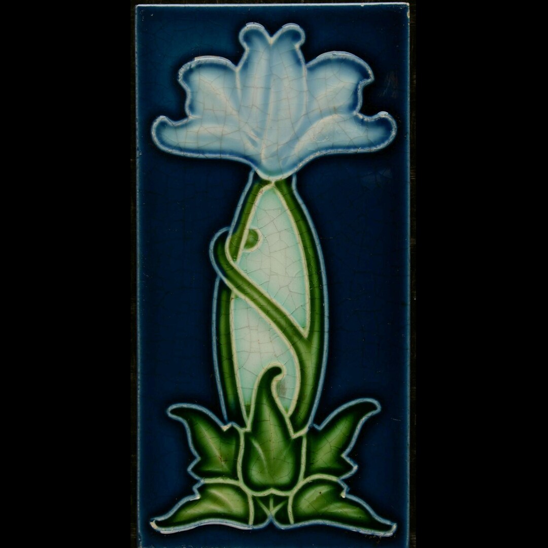 Original Antique Gilliot Art Nouveau Tile C 1905 Light Blue Flower - Etsy
