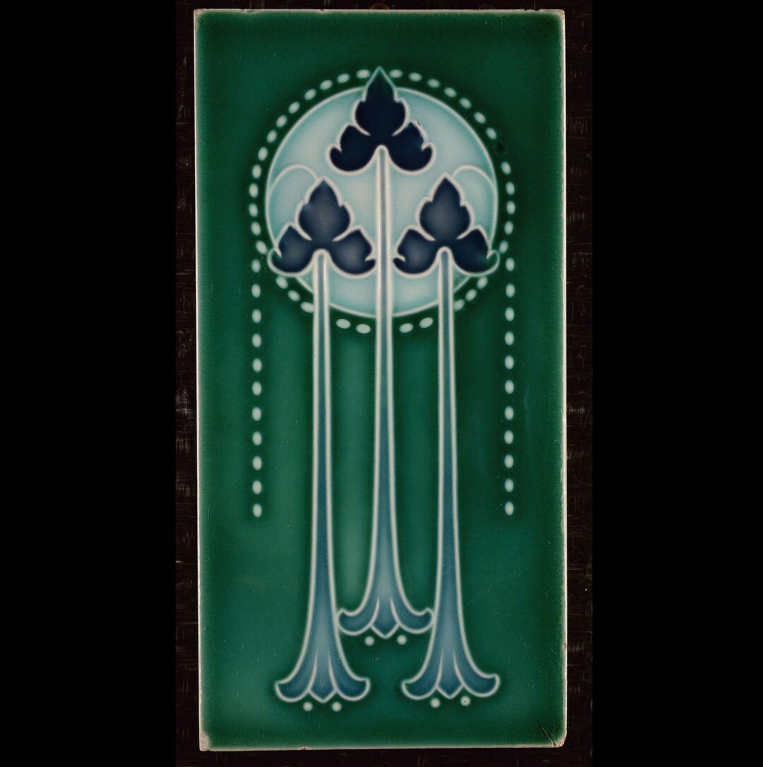 Original Antique Art Nouveau Half Tile Made by Nstg. Grohn Germany C ...