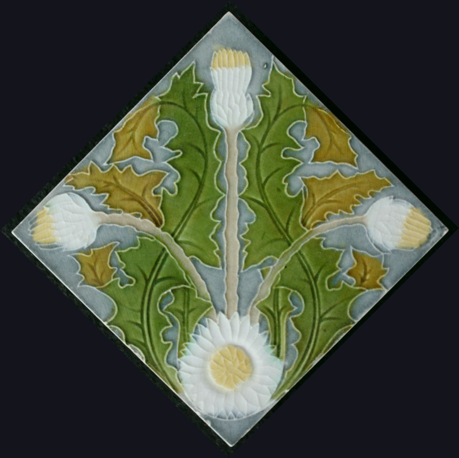 Origional Antique Gilliot Art Nouveau Tile Thistle - Etsy