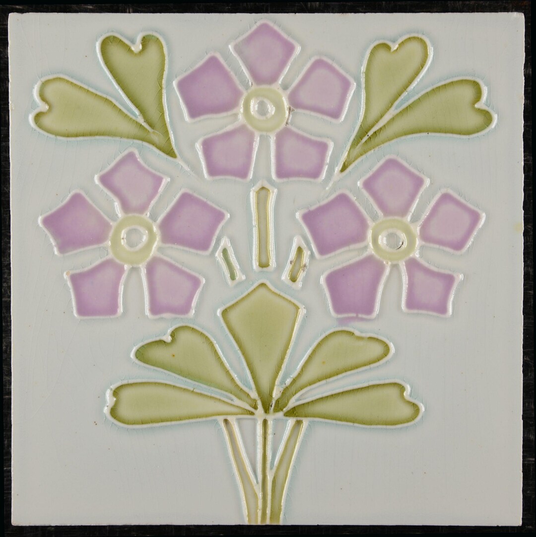 Original Antique Art Nouveau Tile C 1905 Tubeline Flowers in Pink and ...