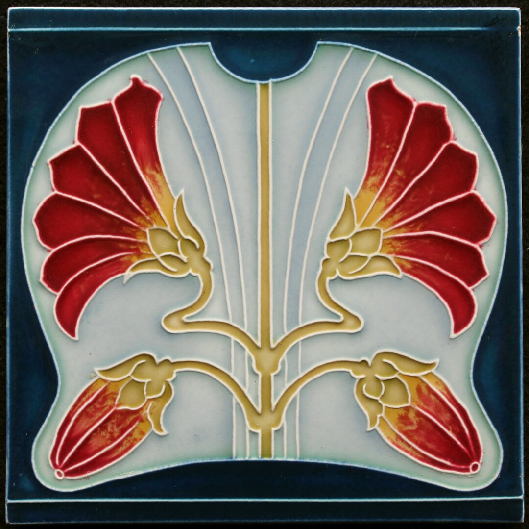 Offstein Art Nouveau Tile Jugendstil Fliese C1900 Flower Design - Etsy