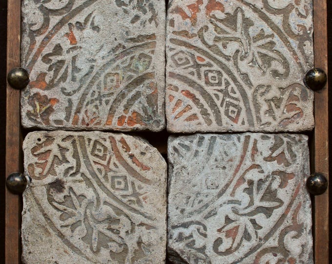 4 Medieval French Floor Tiles With Slip Decoration Made 14 - 15th ...