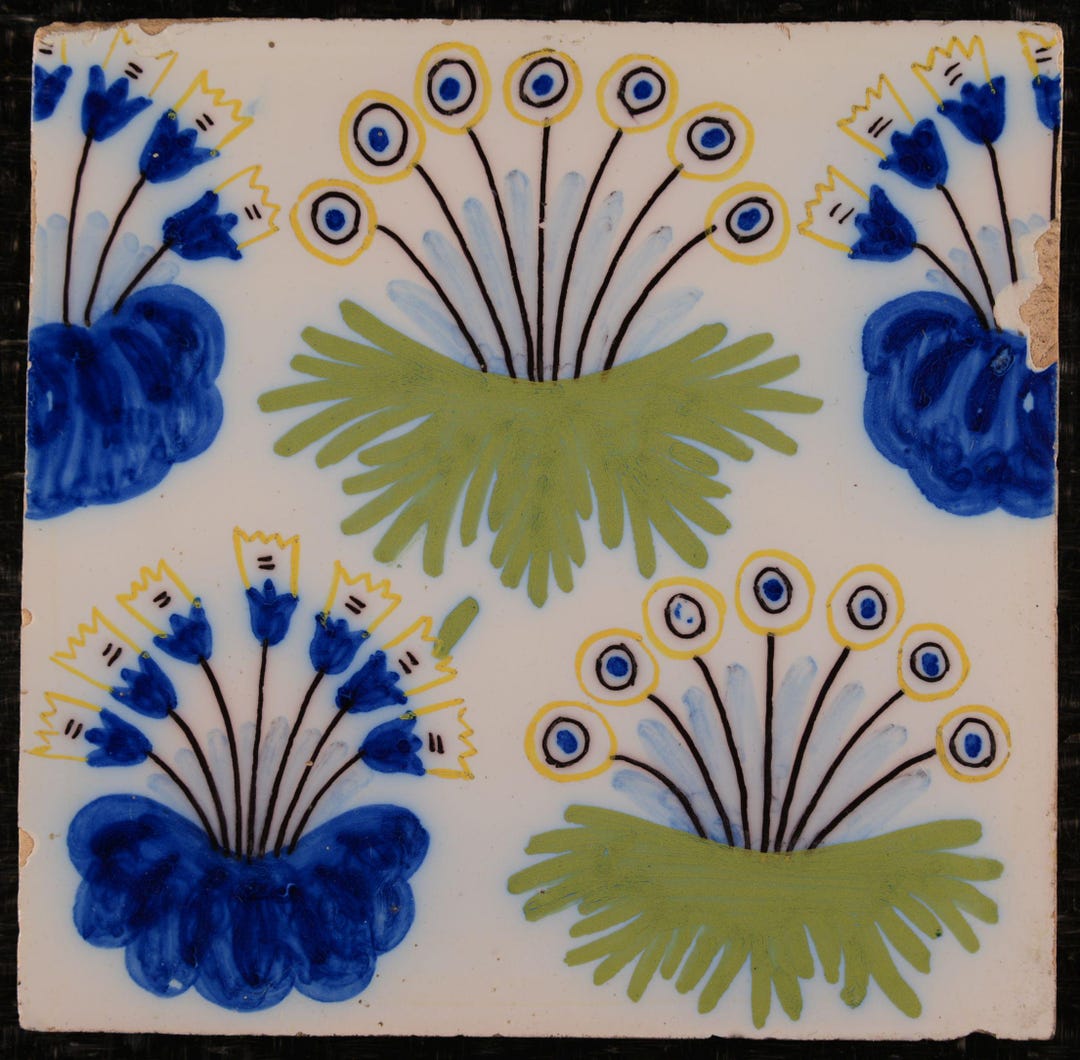 Victorian Arts & Crafts Tile Morris Design Daisy Dutch Made C 1880 ...