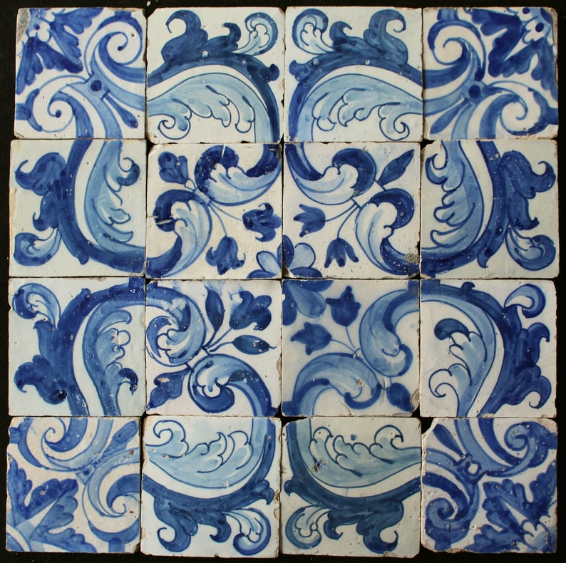 16 Original Antique 17th Century Portuguese Tiles Azulejos - Etsy