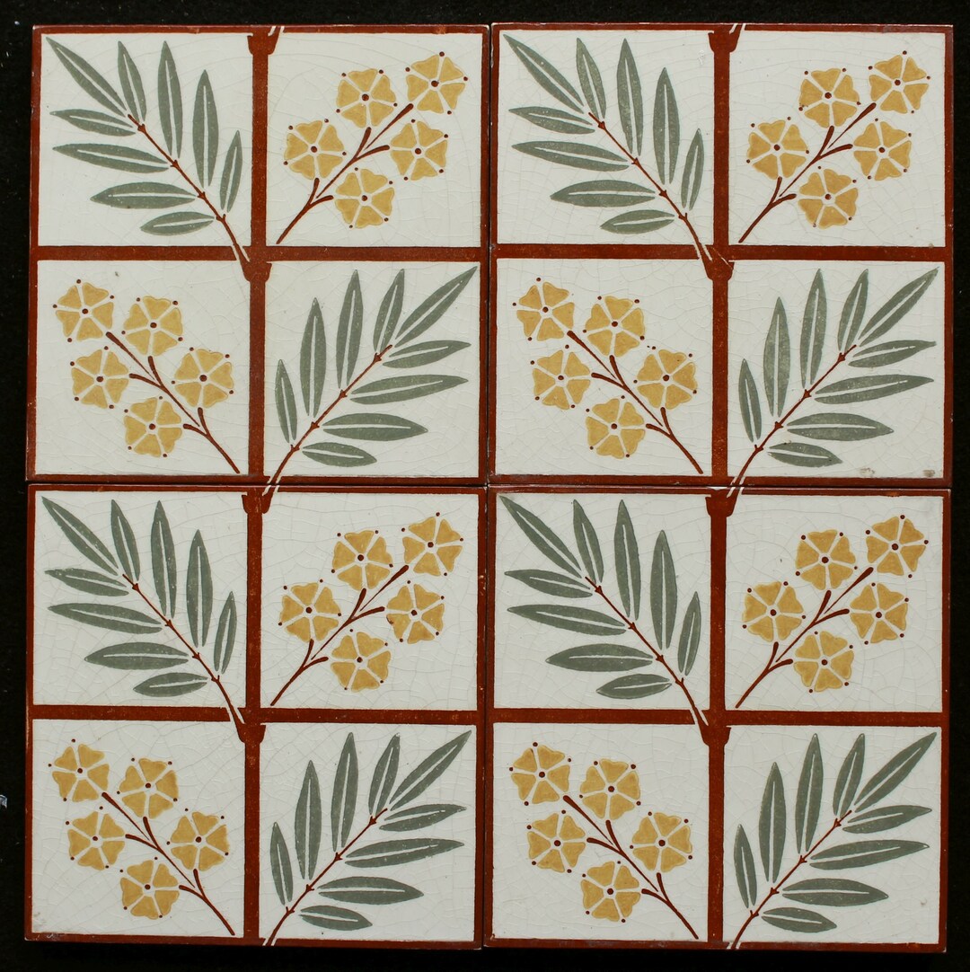 4 Victorian Tiles Minton Cina Works Stoke-on-trent - Etsy