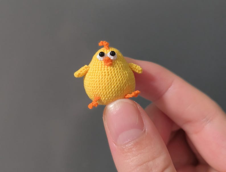 Micro Crochet Yellow Chicken: Handmade Acrylic Yarn Art - Etsy