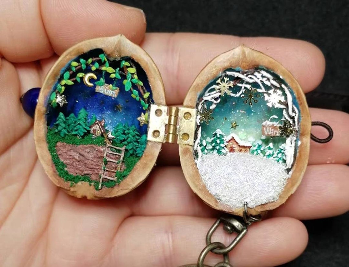 Walnut Shell Doll Housexmas Giftminiature Doll House - Etsy