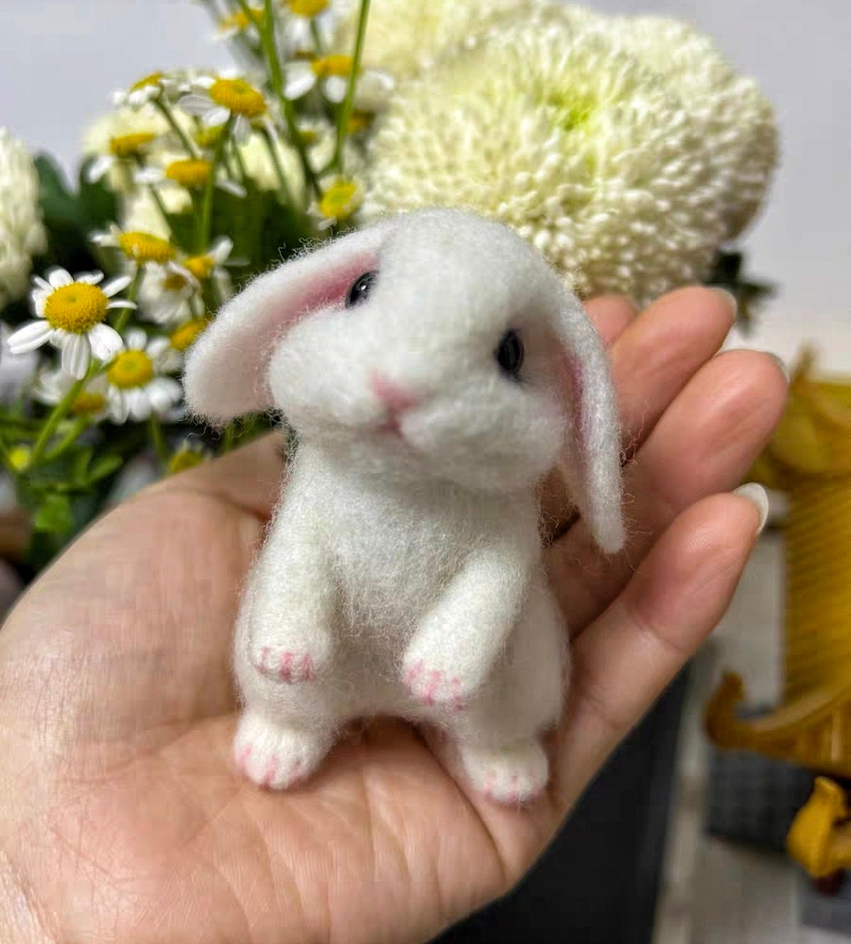 Wool Felted Rabbit: Miniature White Animal Art - Etsy