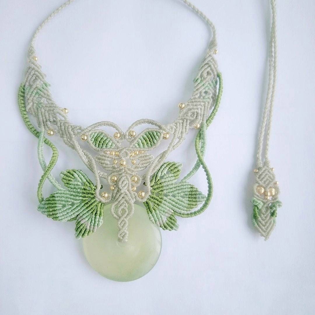 Macrame Jewelry, Macrame Necklace, Macrame Stone Gemstone Necklace Boho ...