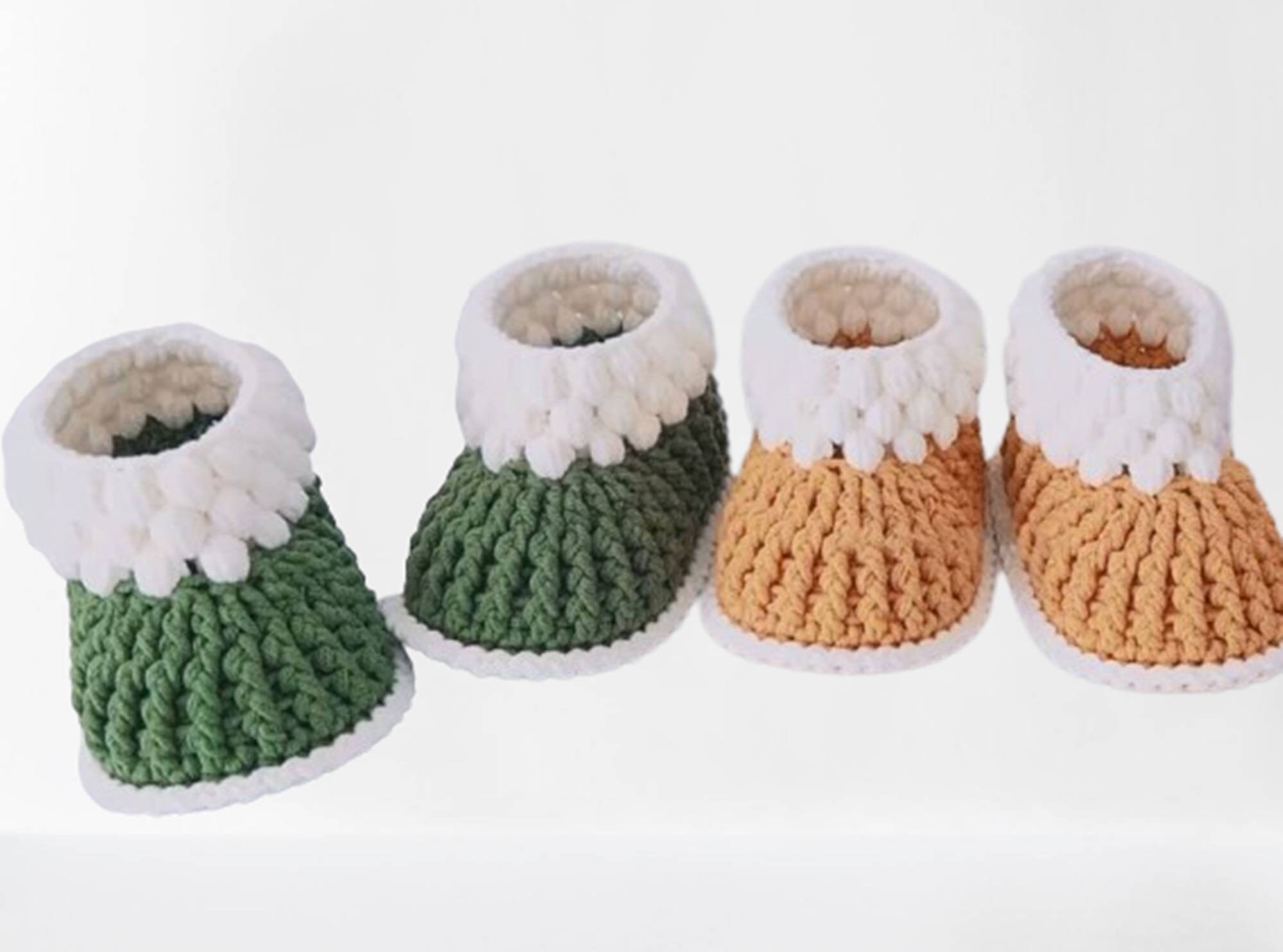 Crochet Baby Booties Pattern: Newborn Winter Shoes (6-8 Months) - Etsy