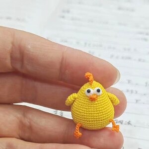 Micro Crochet Yellow Chicken: Handmade Acrylic Yarn Art - Etsy