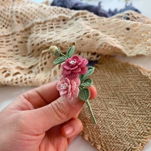 Micro Crochet Flower,miniature Flower,handmade Brooch,handmade Jewelry ...