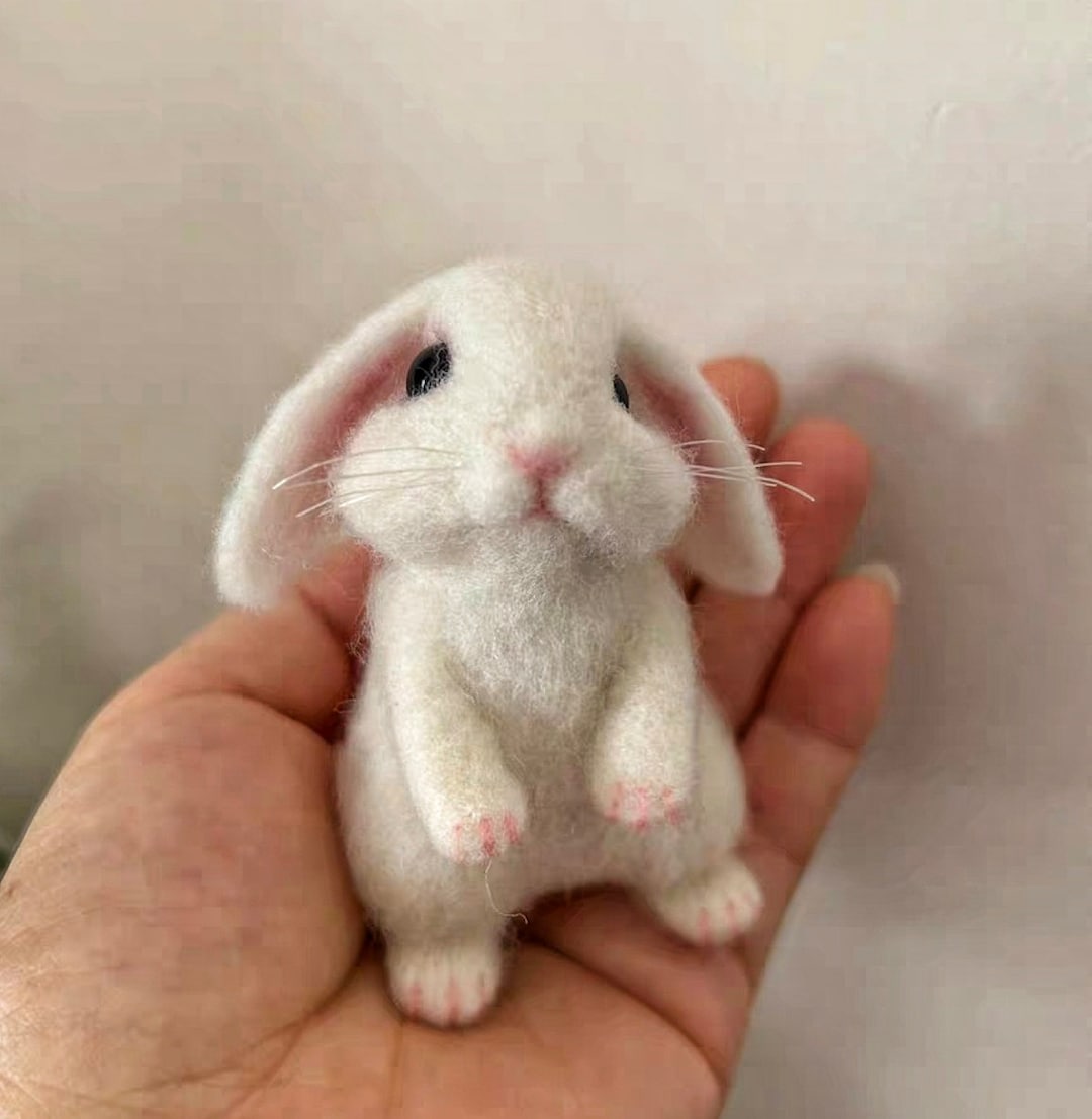 Felting Animals,felt Rabbit, Miniature, Wool Felt Art, Miniature ...