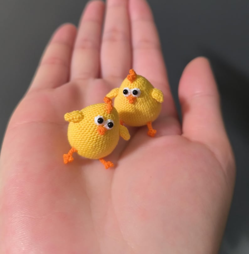 Micro Crochet Yellow Chicken: Handmade Acrylic Yarn Art - Etsy