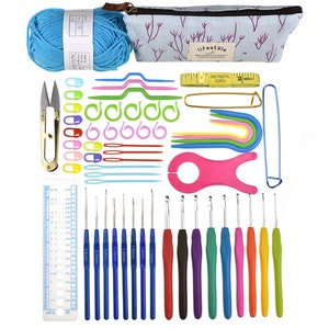 Crochet Complete Essentials 58 Pcs Set, Soft Handle, Crochet Hooks for ...