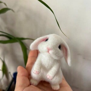 Wool Felted Rabbit: Miniature White Animal Art - Etsy