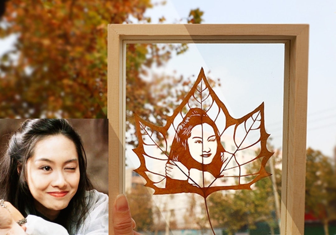 Custom Leaf Carving Art: Personalized Photo Gift - Etsy