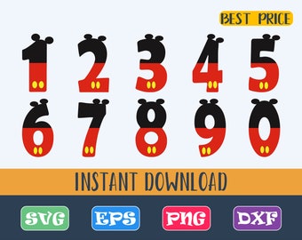 Mickey mouse numbers | Etsy