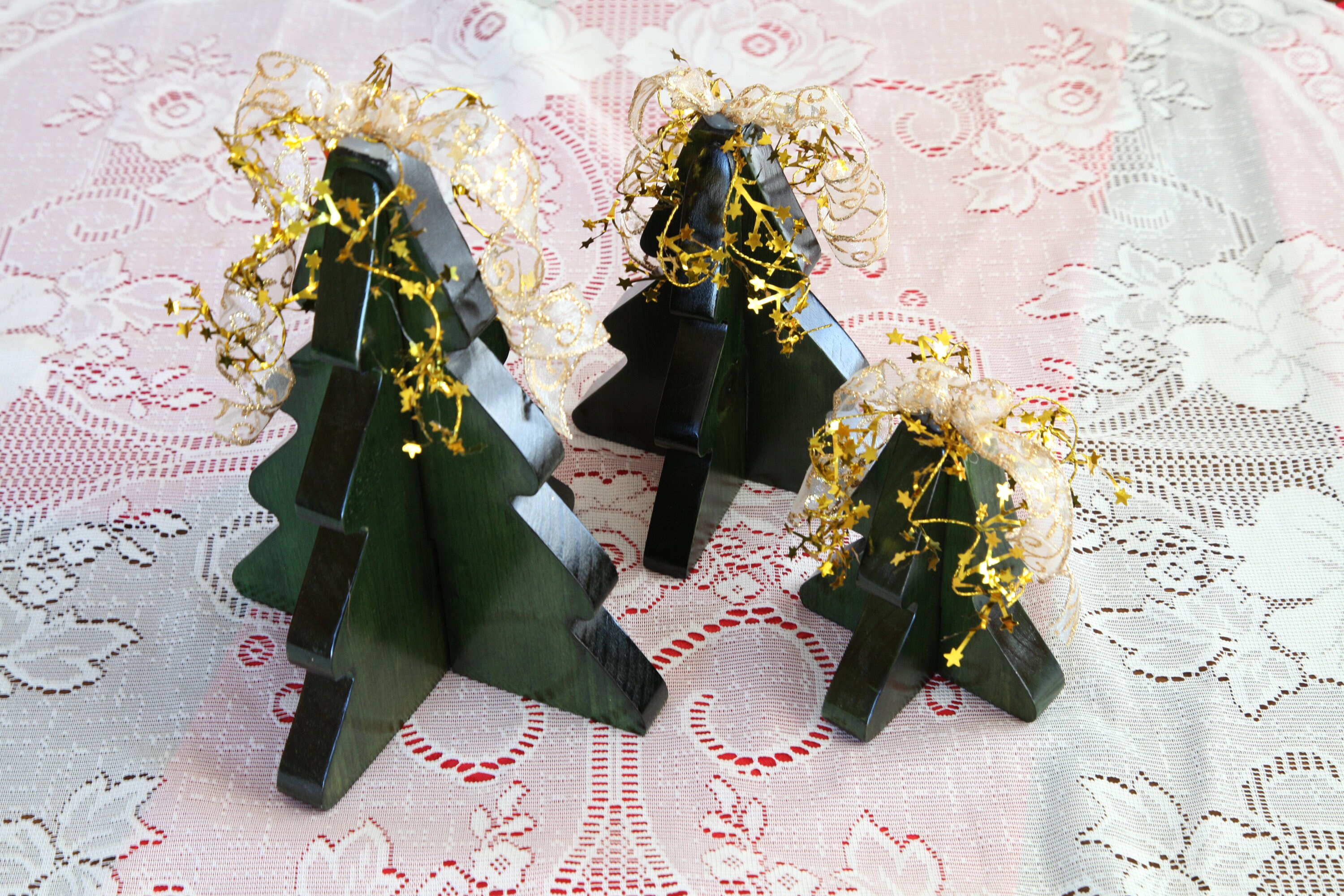 3D Table Centerpiece, Hand Cut as a 3D Christmas Tree. Colorful Wood ...