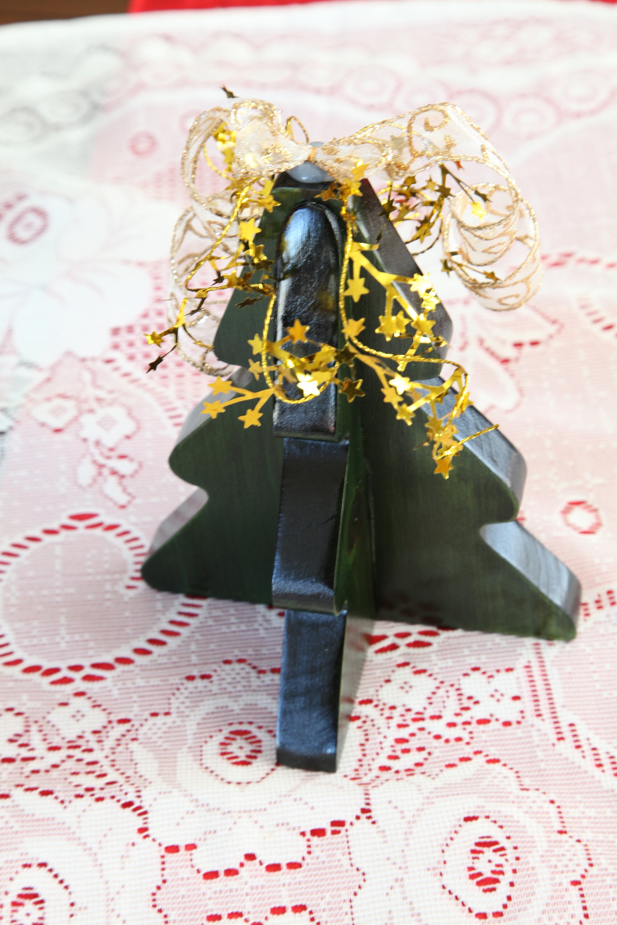 3D Table Centerpiece, Hand Cut as a 3D Christmas Tree. Colorful Wood ...