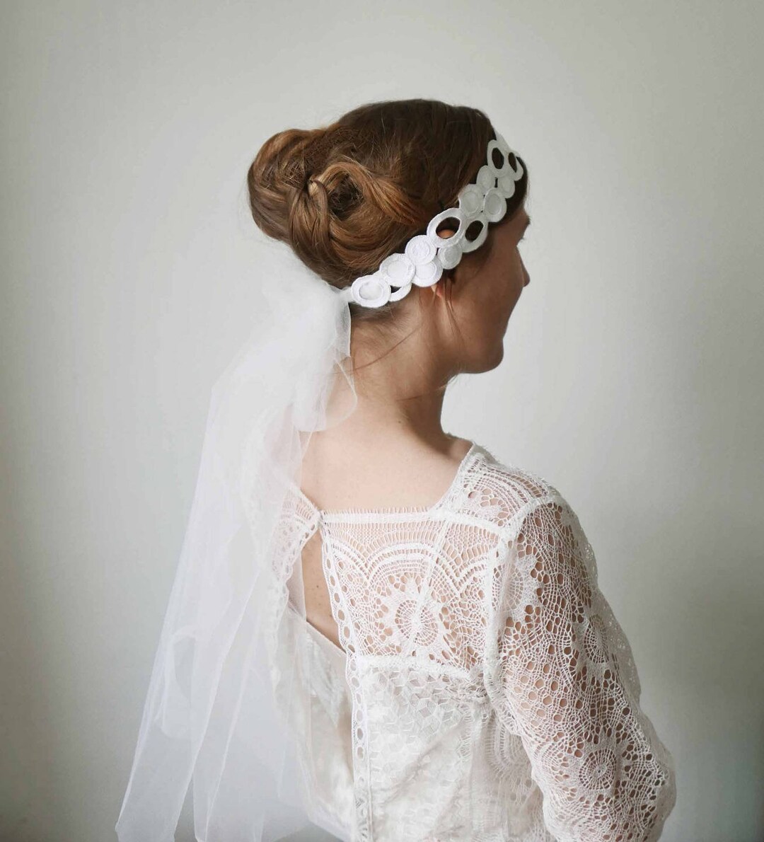 Headband-wedding Veil in Tulle and Round Woven Braid Broken Bench ...