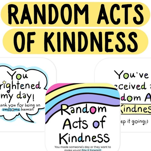Printable Random Act of Kindness Cards RAOK Pay It Forward - Etsy