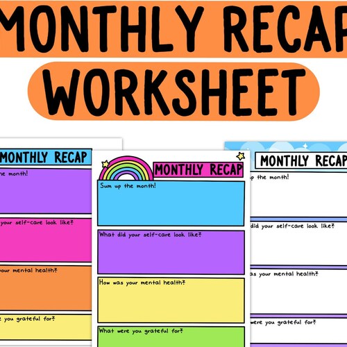 Monthly Recap Planner Printable Self-help | Etsy
