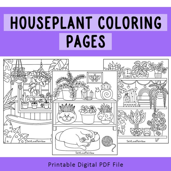 House Plant Coloring Pages - Etsy