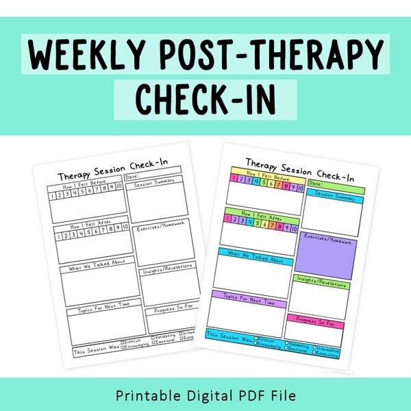 Therapy Check in Worksheet - Etsy