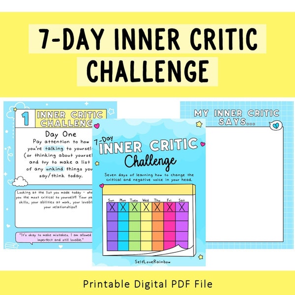 Inner Critic Worksheets - Etsy