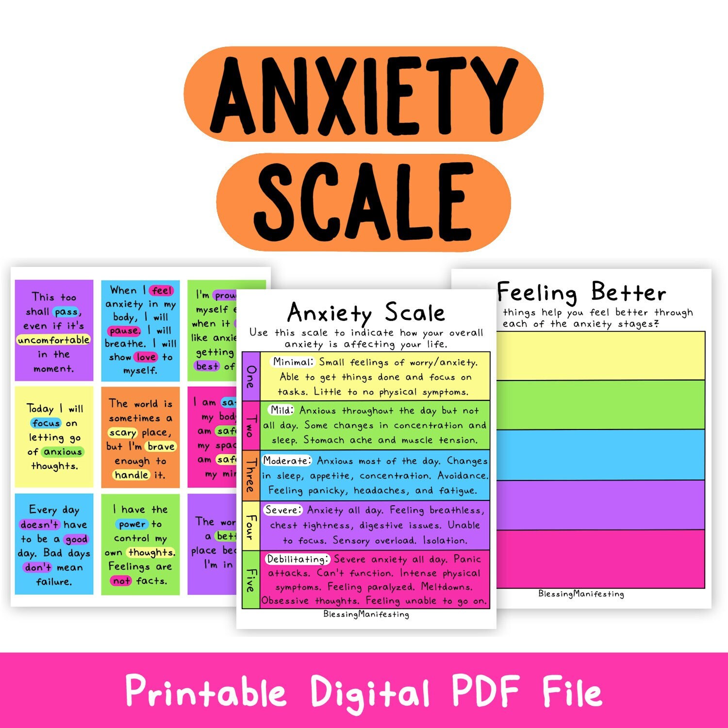Anxiety Scale Anxiety Tools Worksheets Self-help - Etsy UK