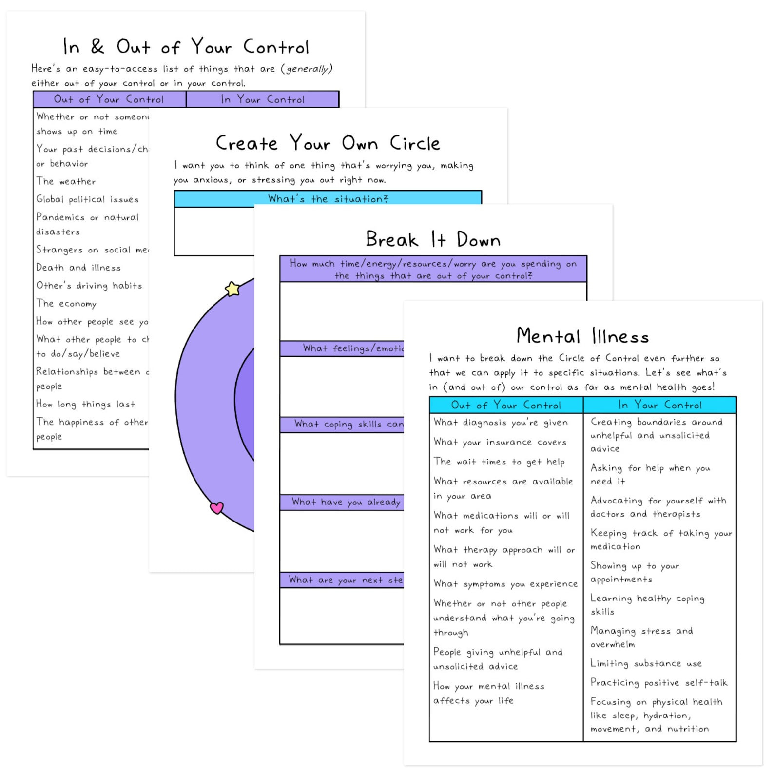 Circle of Control Workbook: Anxiety & Coping Skills (PDF) - Etsy