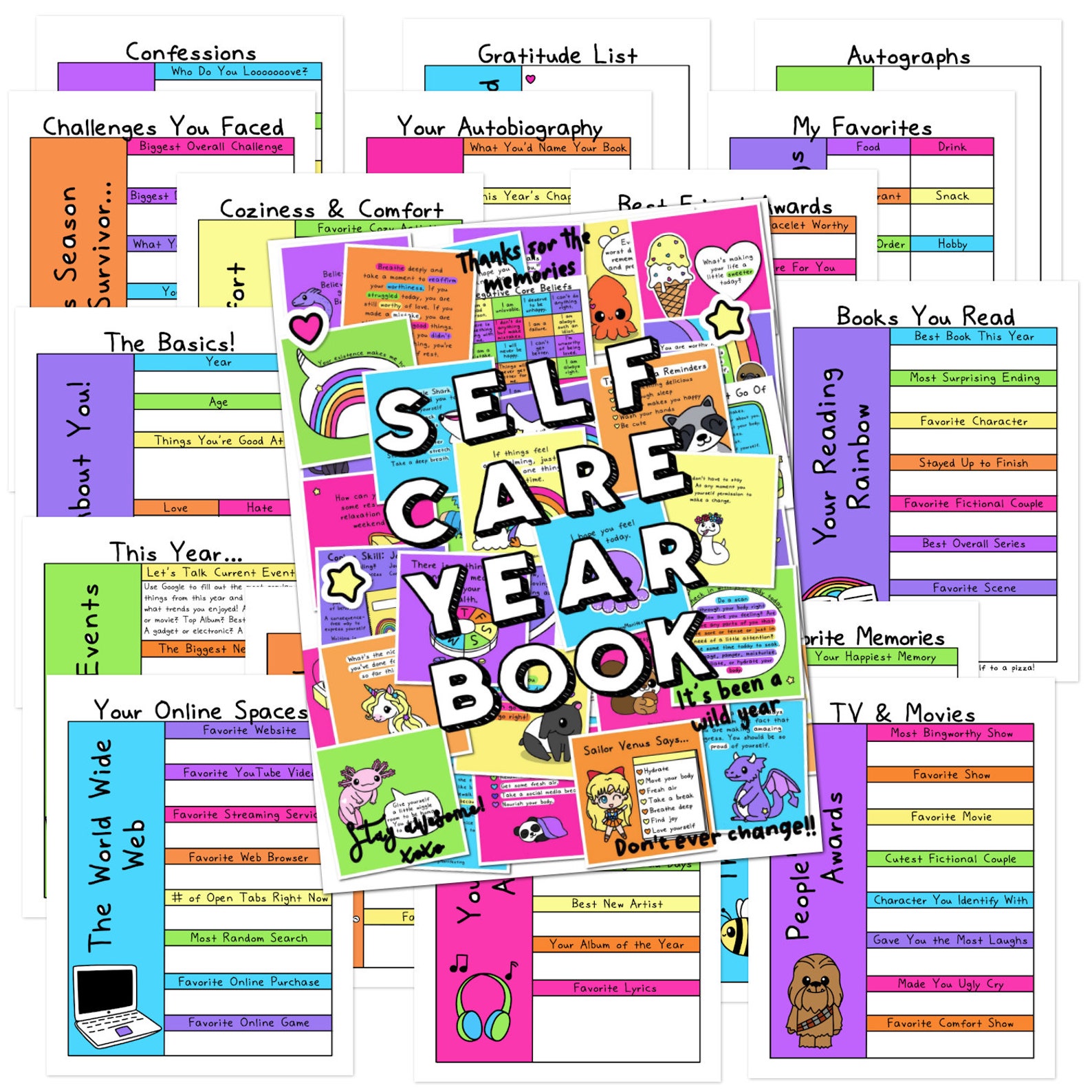 The Self-care Yearbook Reflection Journaling Fun Prompts - Etsy