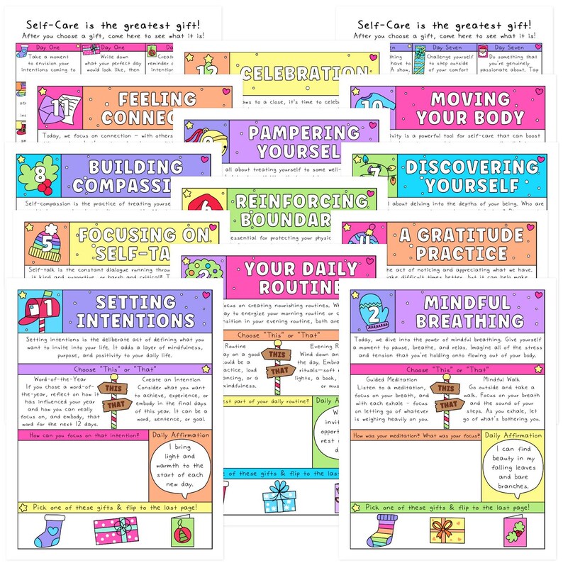 12 Days of Holiday Self-care Workbook: Mindful Prompts (PDF) - Etsy