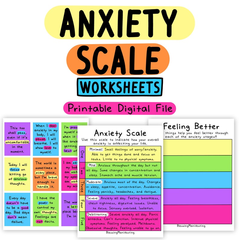 Anxiety Scale Anxiety Tools Therapy Worksheets Self-Help | Etsy