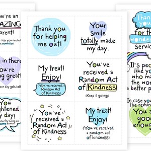 Printable Random Acts of Kindness Cards: Gratitude Notes (PDF) - Etsy