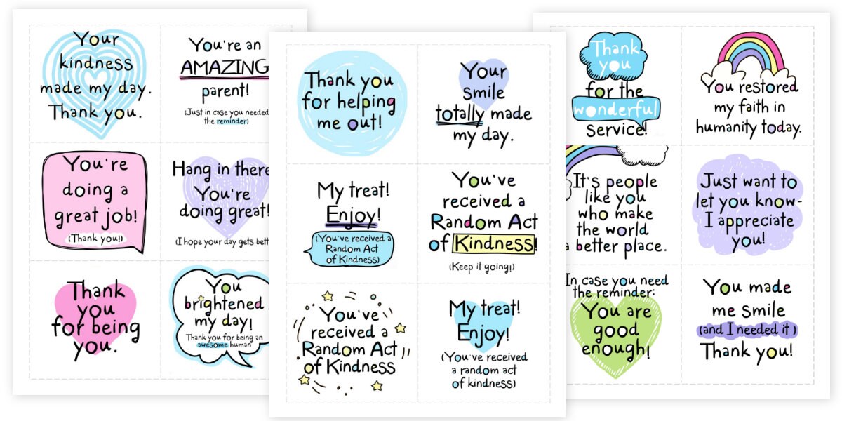 Printable Random Acts of Kindness Cards RAOK Pay It - Etsy Canada