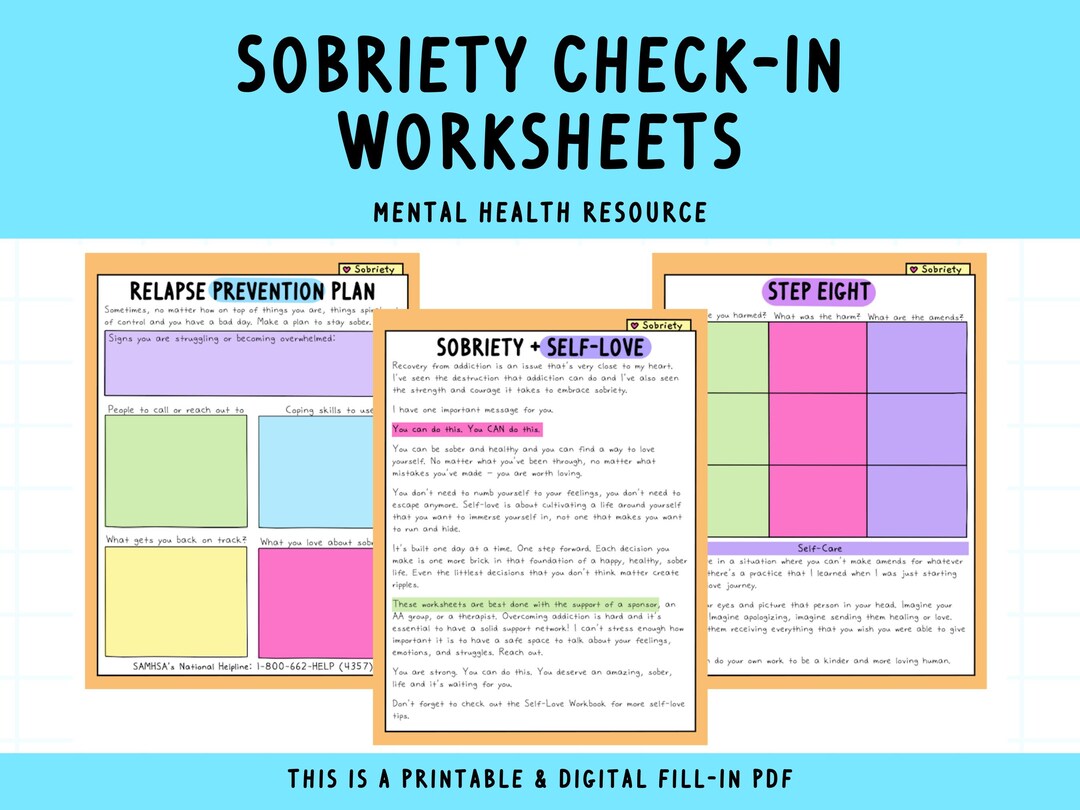 Sobriety Worksheets | Recovery | AA | Addiction | Sober Life | 12 Steps ...