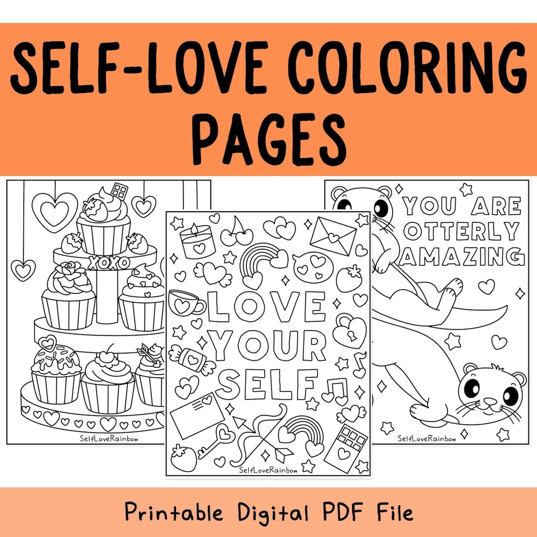 Self-love Coloring Pages Printable Hand Drawn L Digital - Etsy