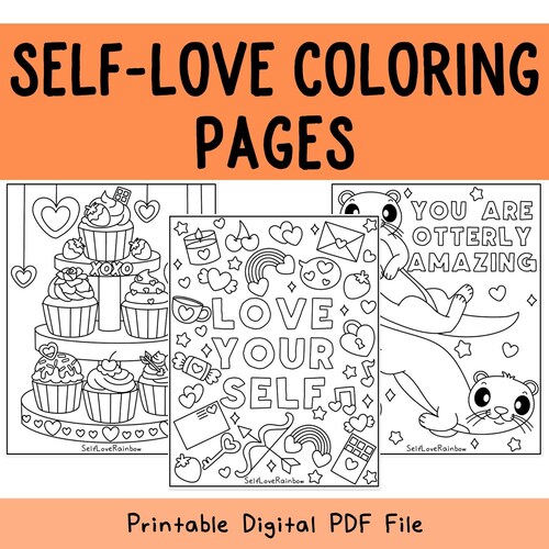Self-love Coloring Pages Printable Hand Drawn L Digital - Etsy