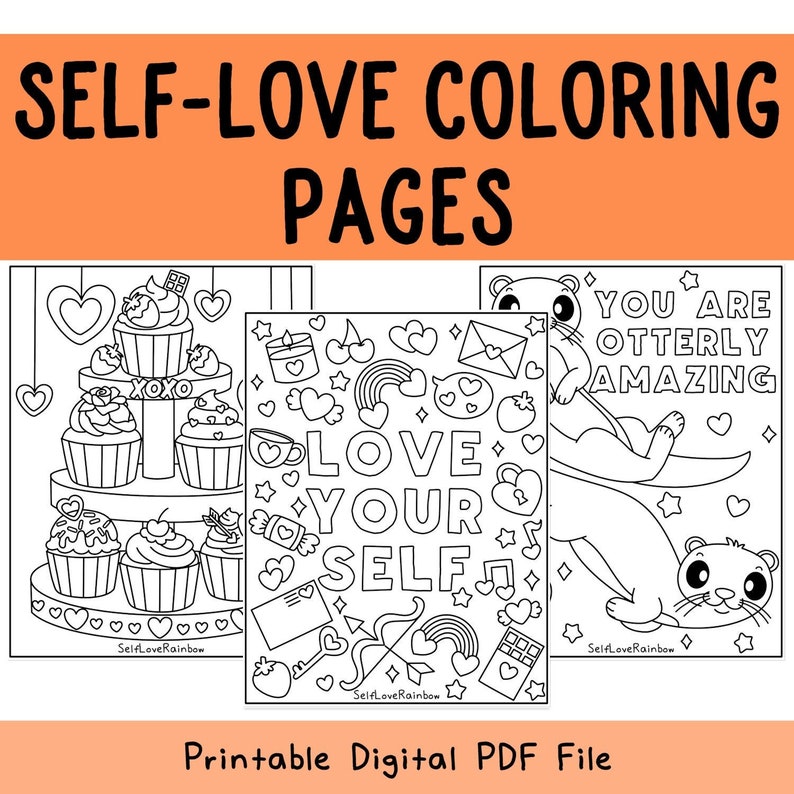 Self-love Coloring Pages Printable Hand Drawn L Digital - Etsy